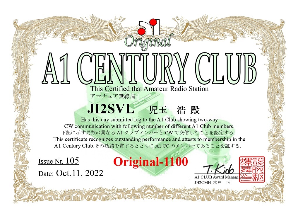 2022年A1CCアワード: JI2SVL